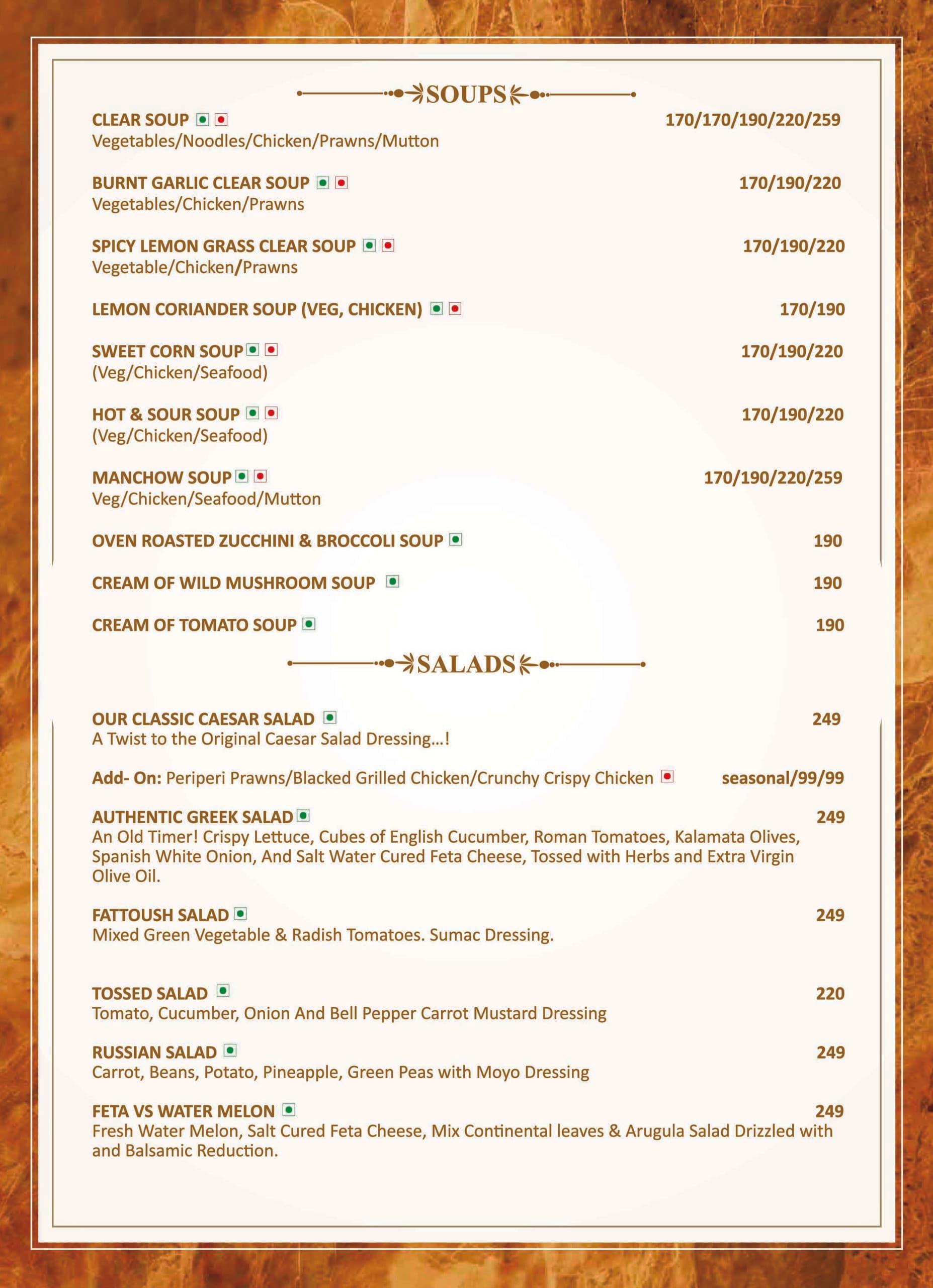 Grand Kitchen Food Menu - AJ Grand Hotel